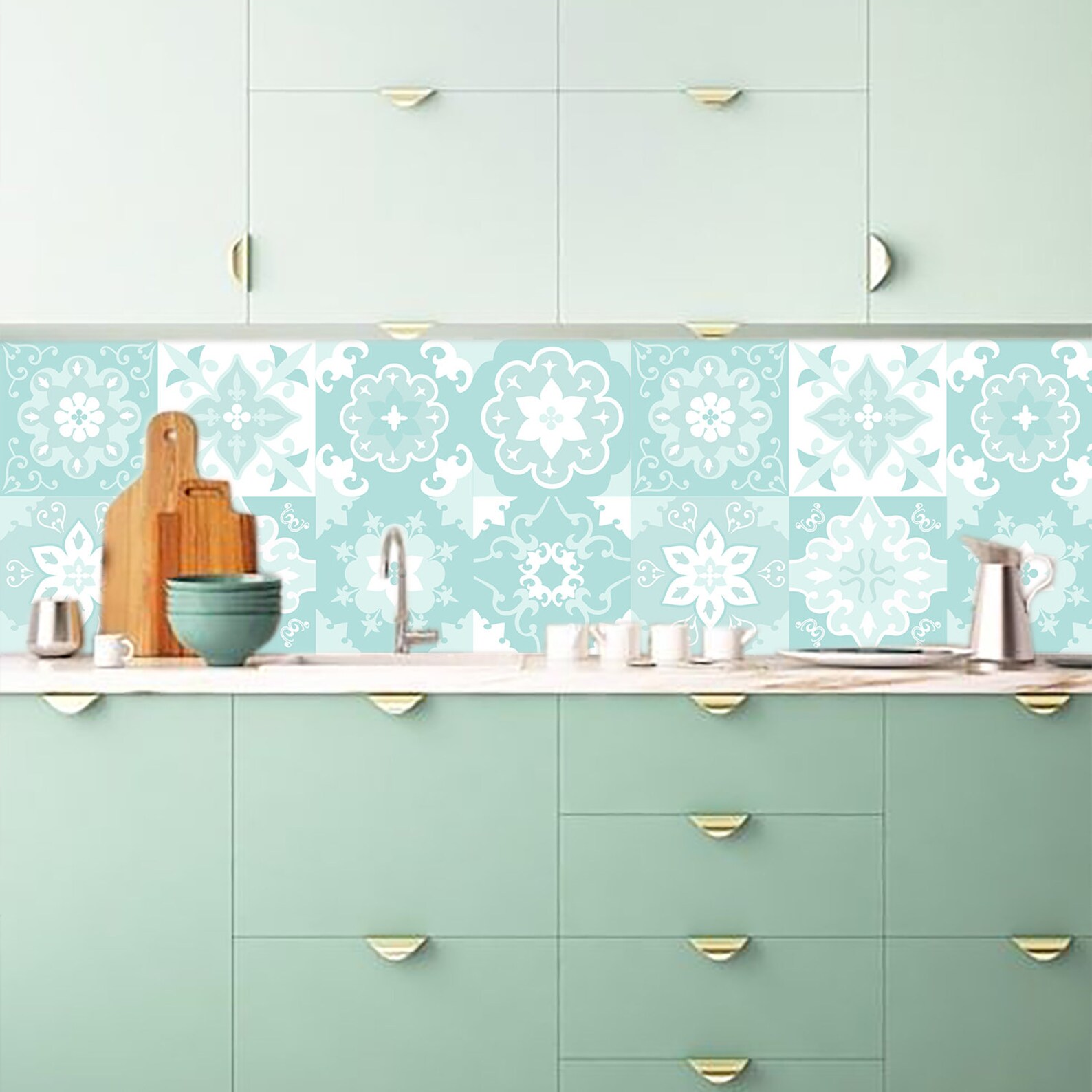 Set of 12 Tiles Wall Stickers Turquoise. Backsplas Tile - Etsy