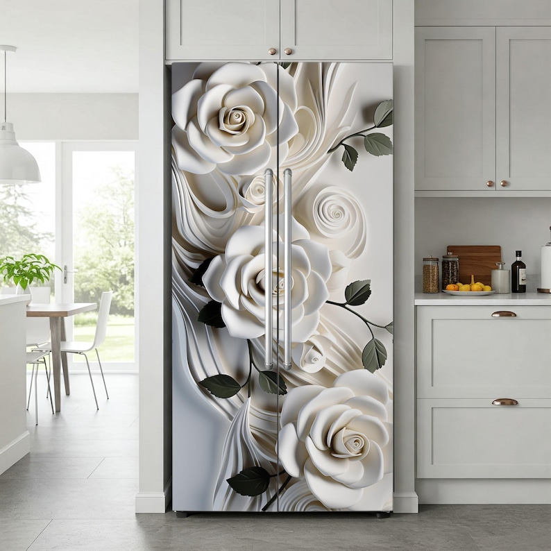 Flower Composition Decal Fridge, Floral Wall Fridge Stickers, Peel ...