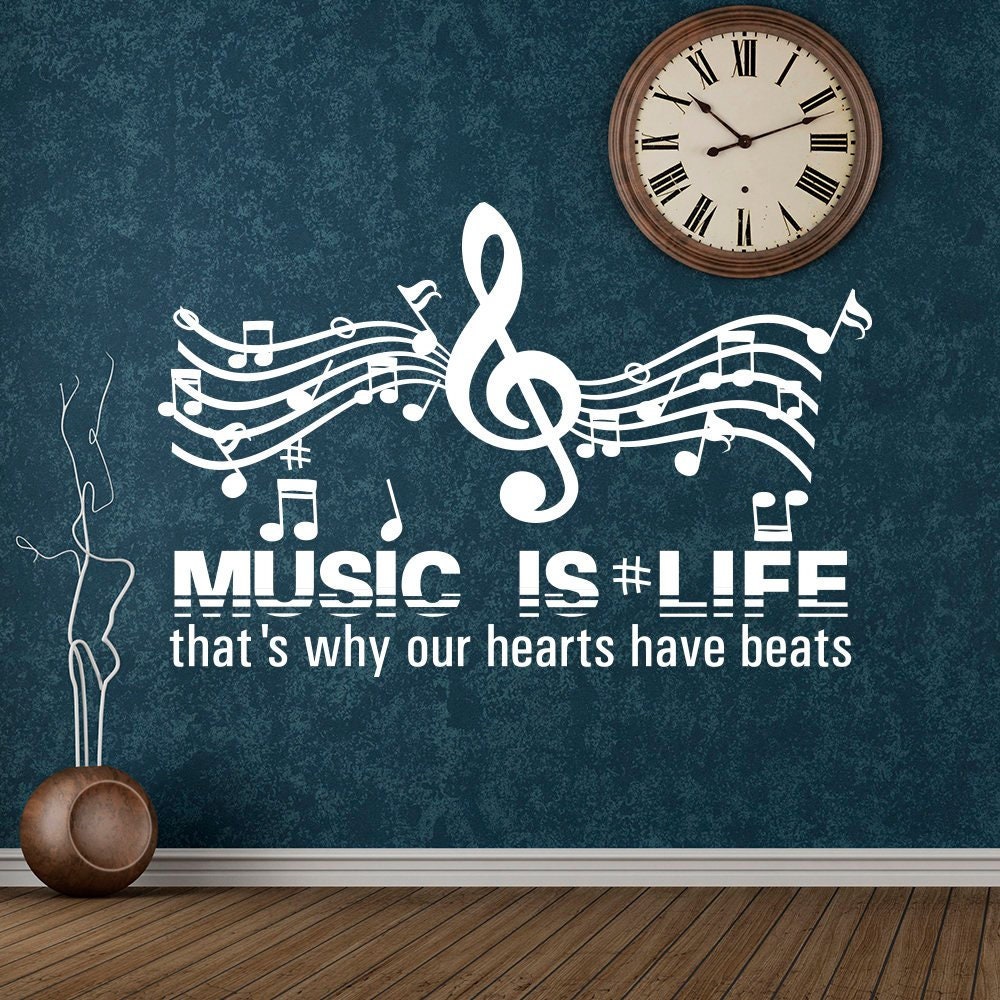 Wall Decal Quote MUSIC IS LIFE. Wall Word Vinyl Decal | Etsy