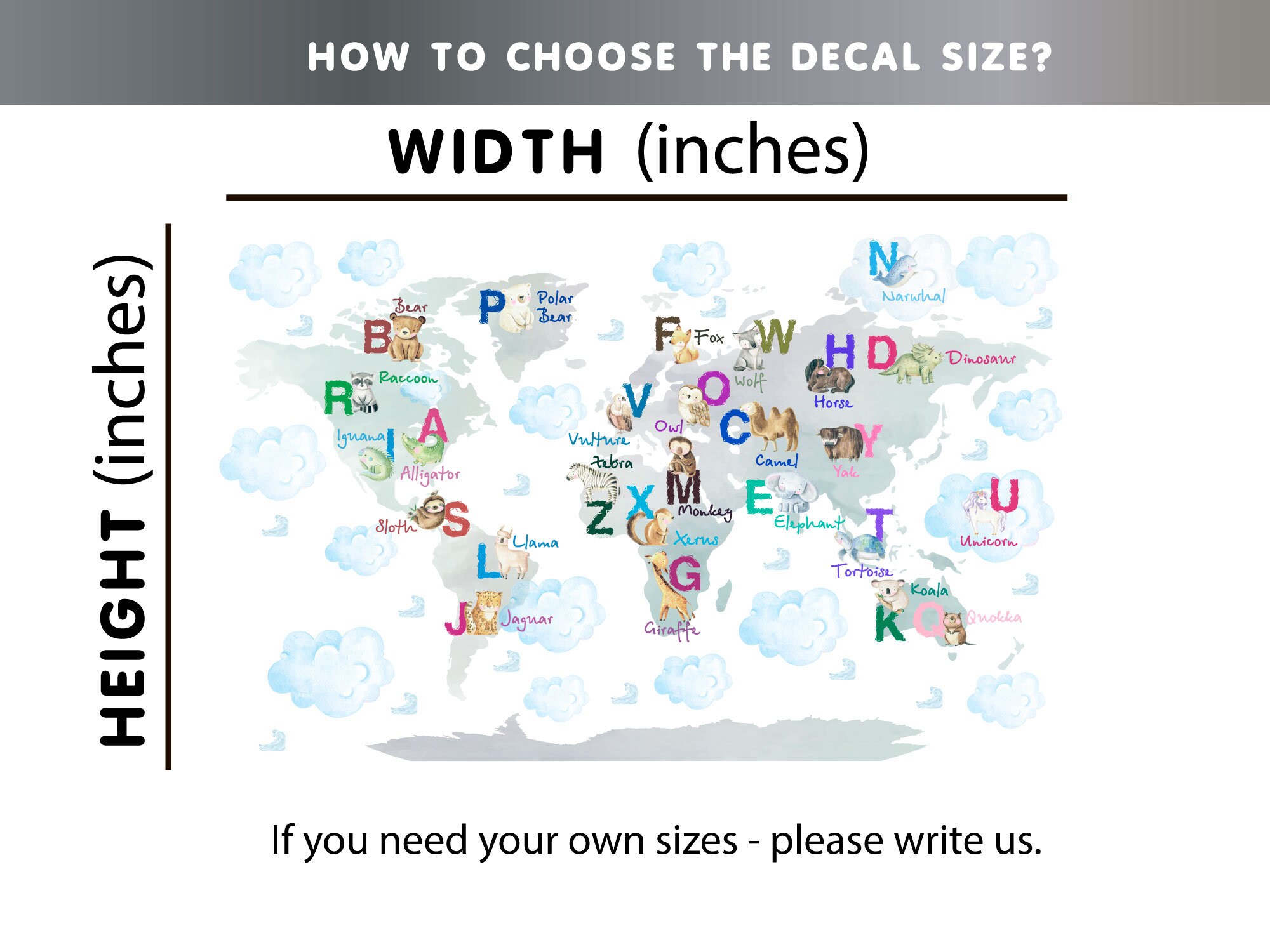 Soft Pastel Educational World Map Wall Stickers Kids Room - Etsy