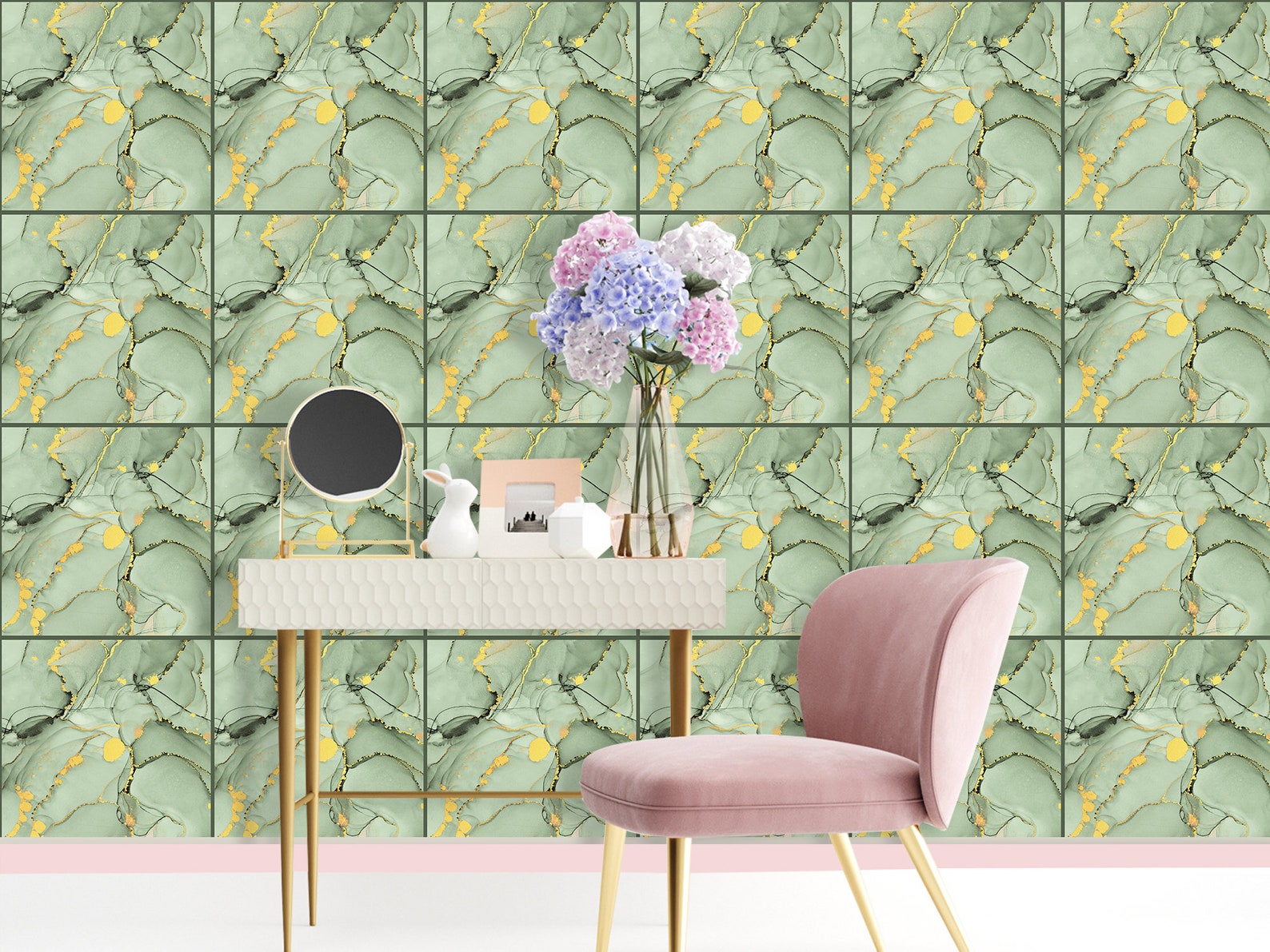 Set OF 12 Tile Stickers / Green Marble Decal Peel & Stick / - Etsy