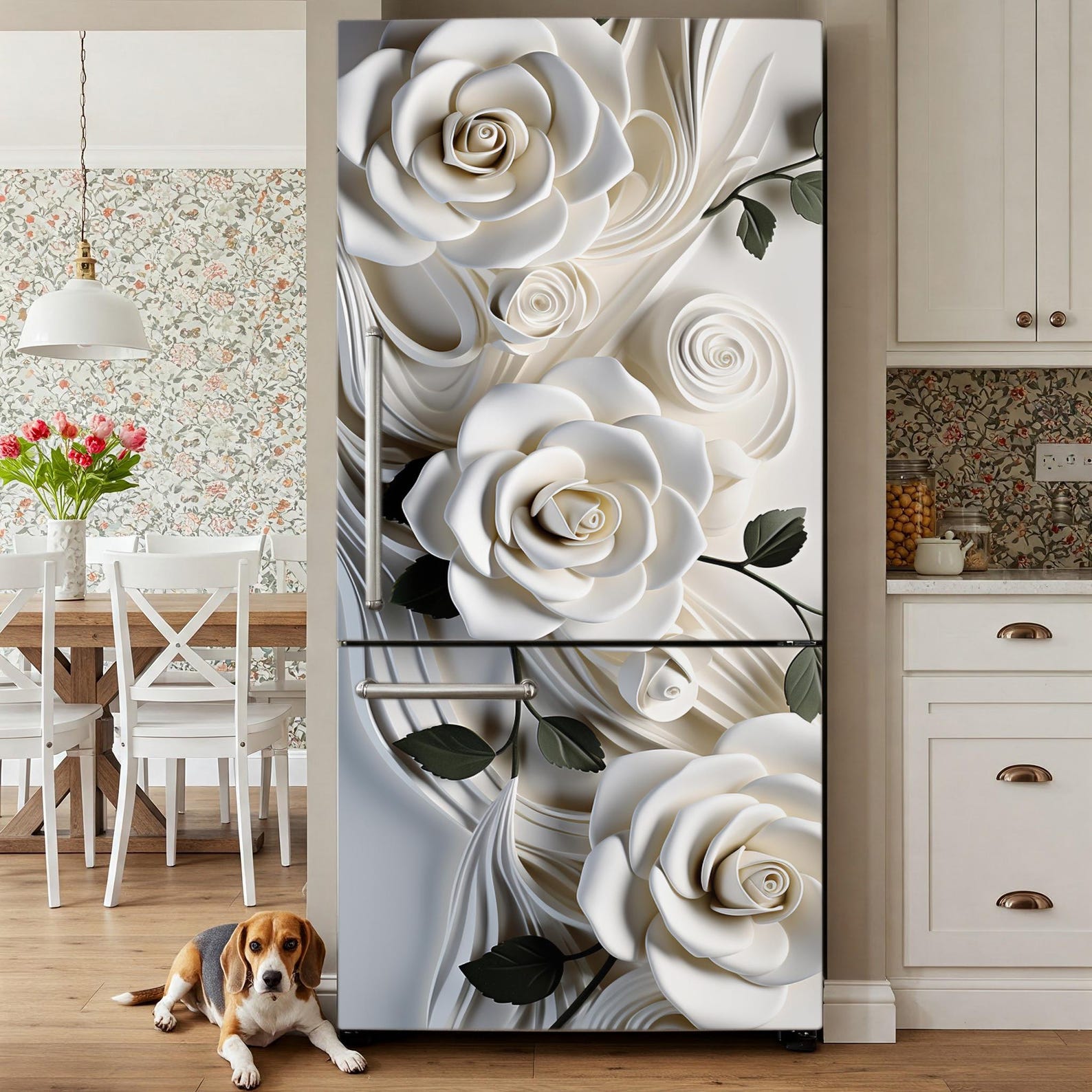 Flower Composition Decal Fridge, Floral Wall Fridge Stickers, Peel ...