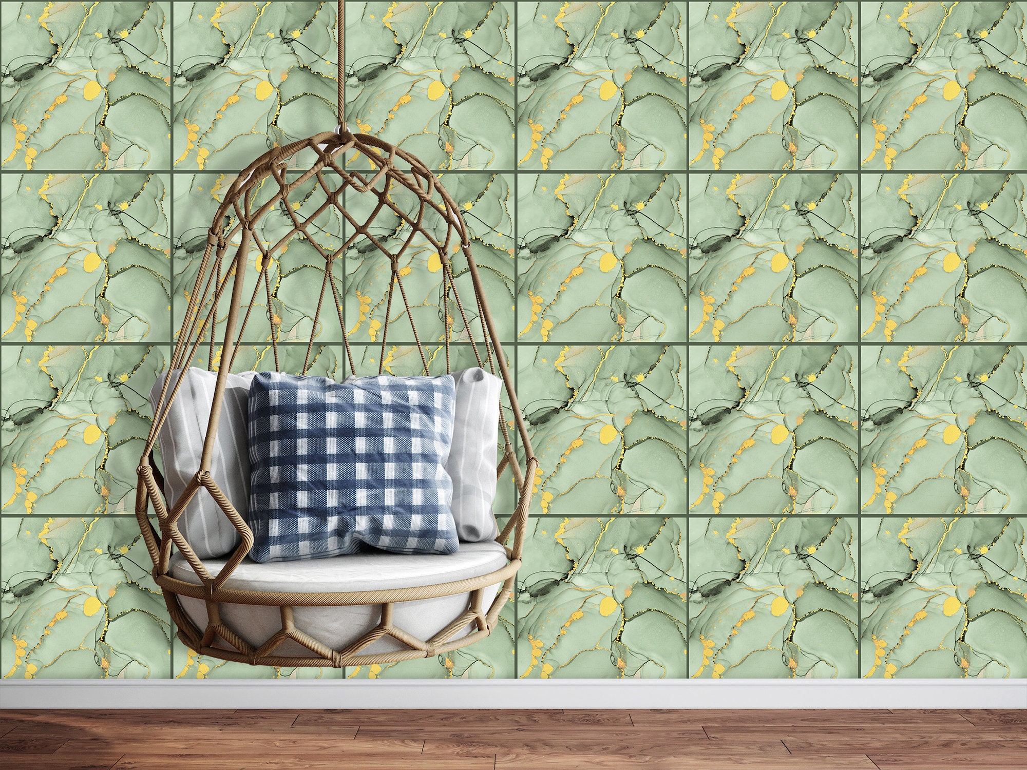 Set OF 12 Tile Stickers / Green Marble Decal Peel & Stick / - Etsy