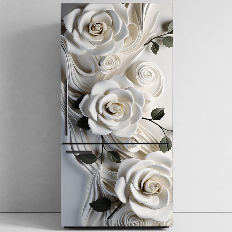 Flower Composition Decal Fridge, Floral Wall Fridge Stickers, Peel ...