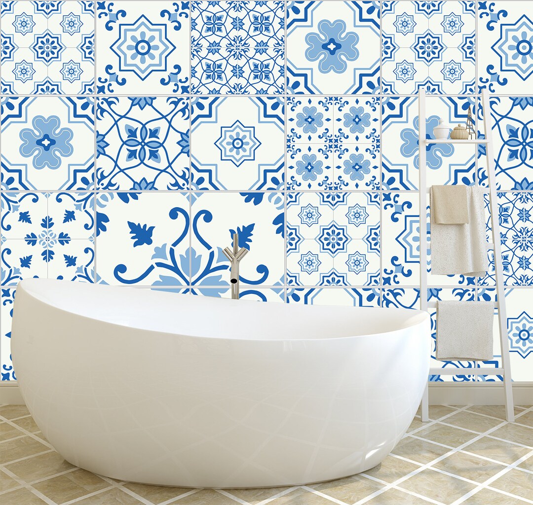 Set OF 24 Blue Traditonal Mexican Tiles, Tiles Wall Stickers, Tile ...