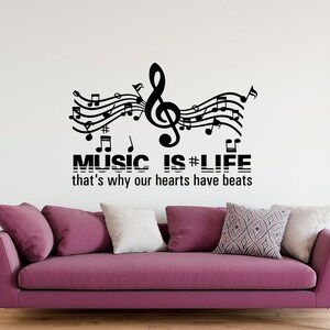 Wall Decal Quote MUSIC IS LIFE. Wall Word Vinyl Decal Inspirational ...