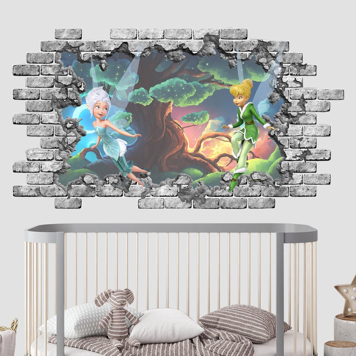 Fairy Wall Decal Fantasy Wall Art Tinkerbell 3D Mural Hole - Etsy