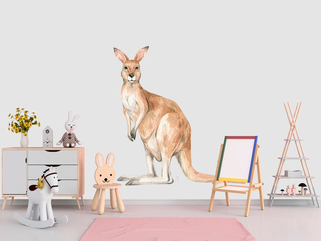 Big Kangaroo Jungle Wall Stickers Kids Room, Safari Australian Animals ...