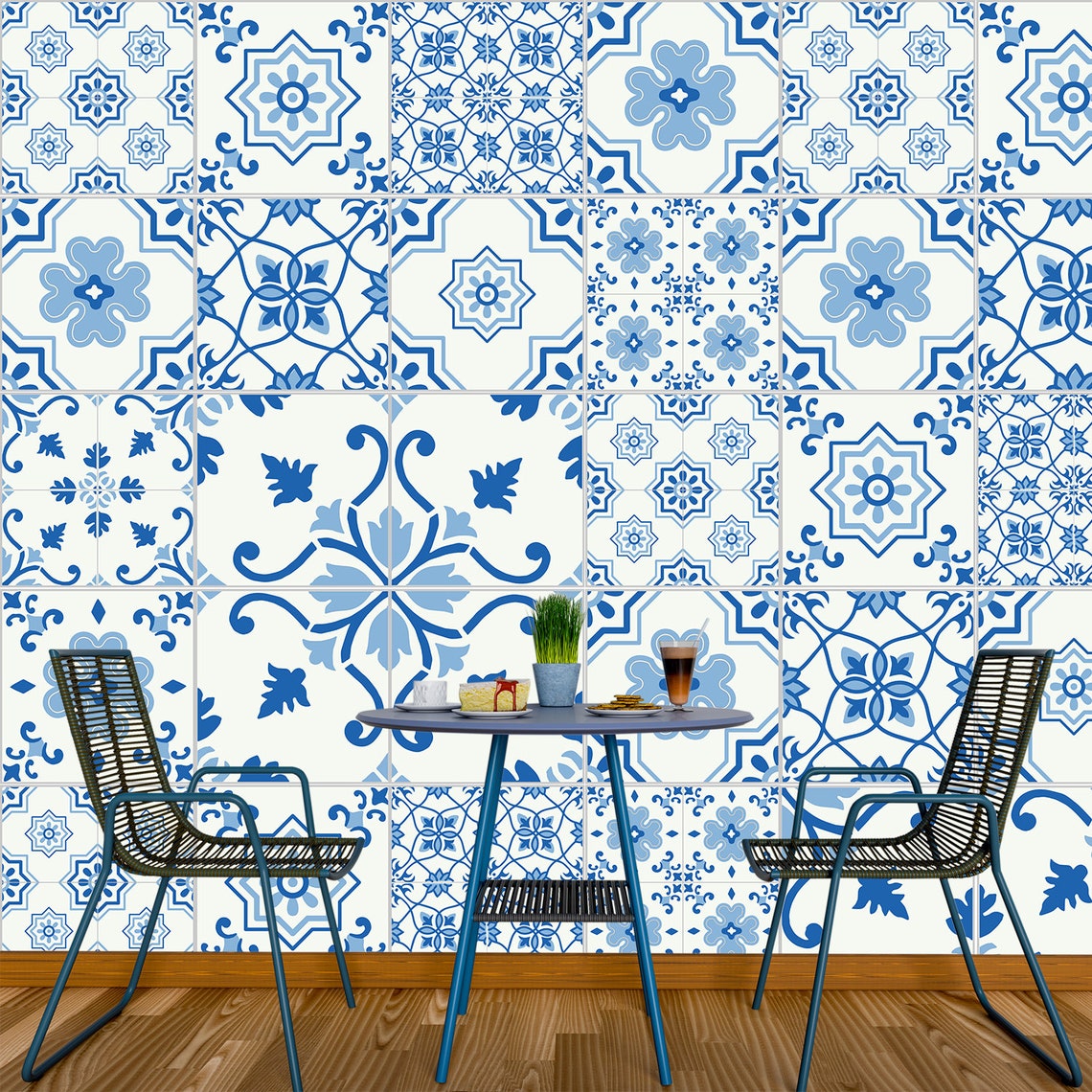 Set OF 24 Blue Traditonal Mexican Tiles Tiles Wall Stickers - Etsy