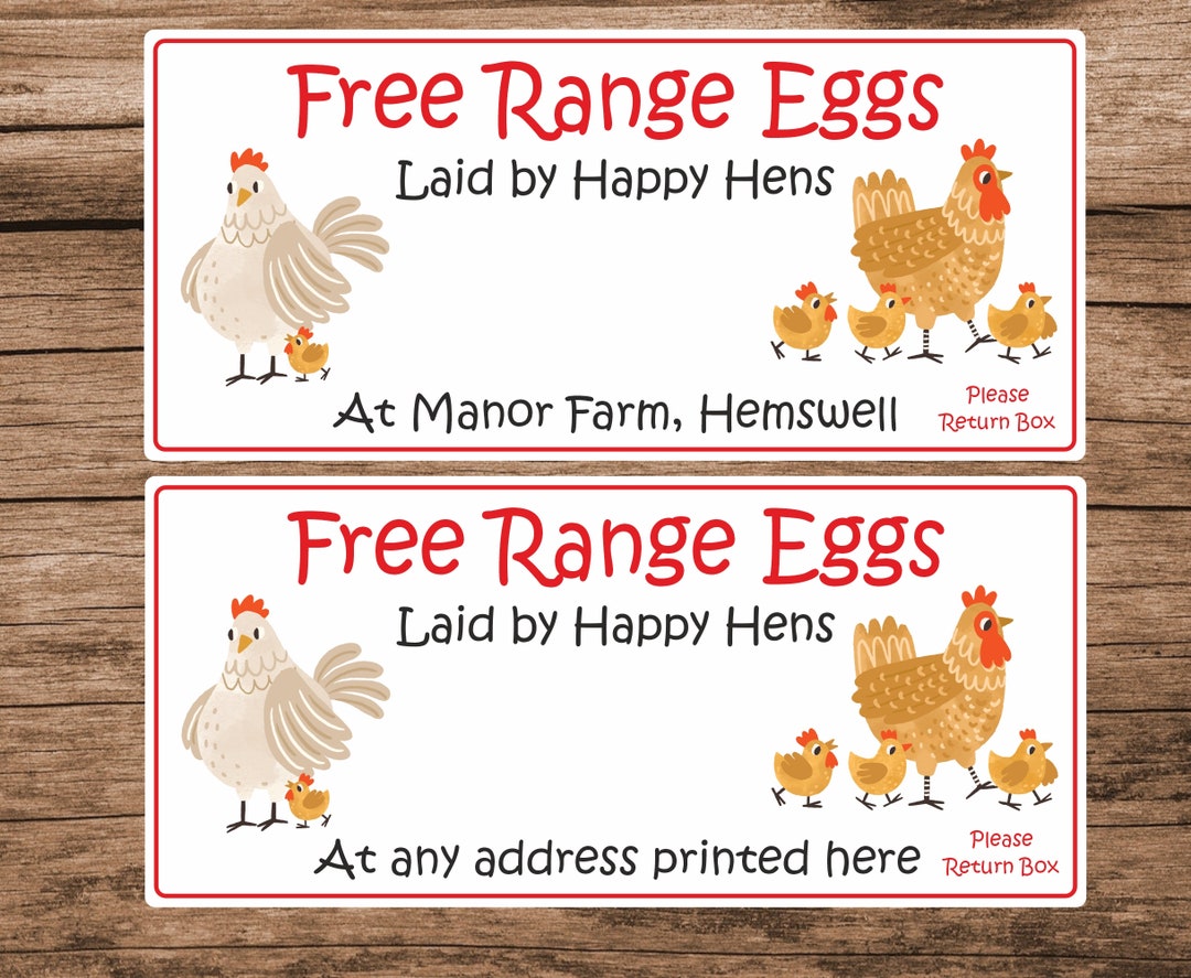 34 Personalised Free Range Eggs/ Egg Box Stickers/labels Laid by Happy ...