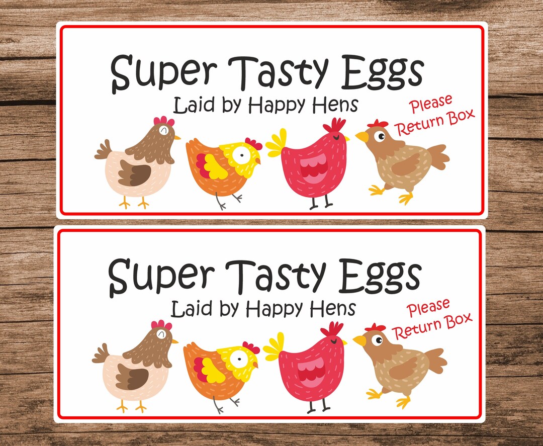 34 Super Tasty Eggs/ Egg Box Stickers/labels Laid by Happy Hens, Please ...