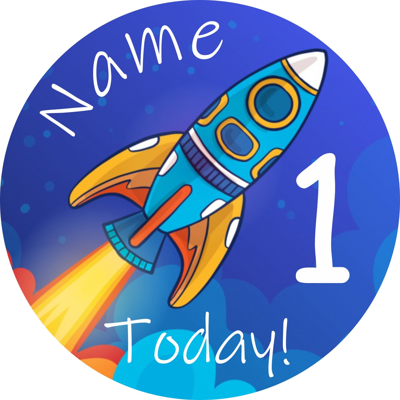 48 Personalised Party Stickers Rocket Design Any Name and | Etsy