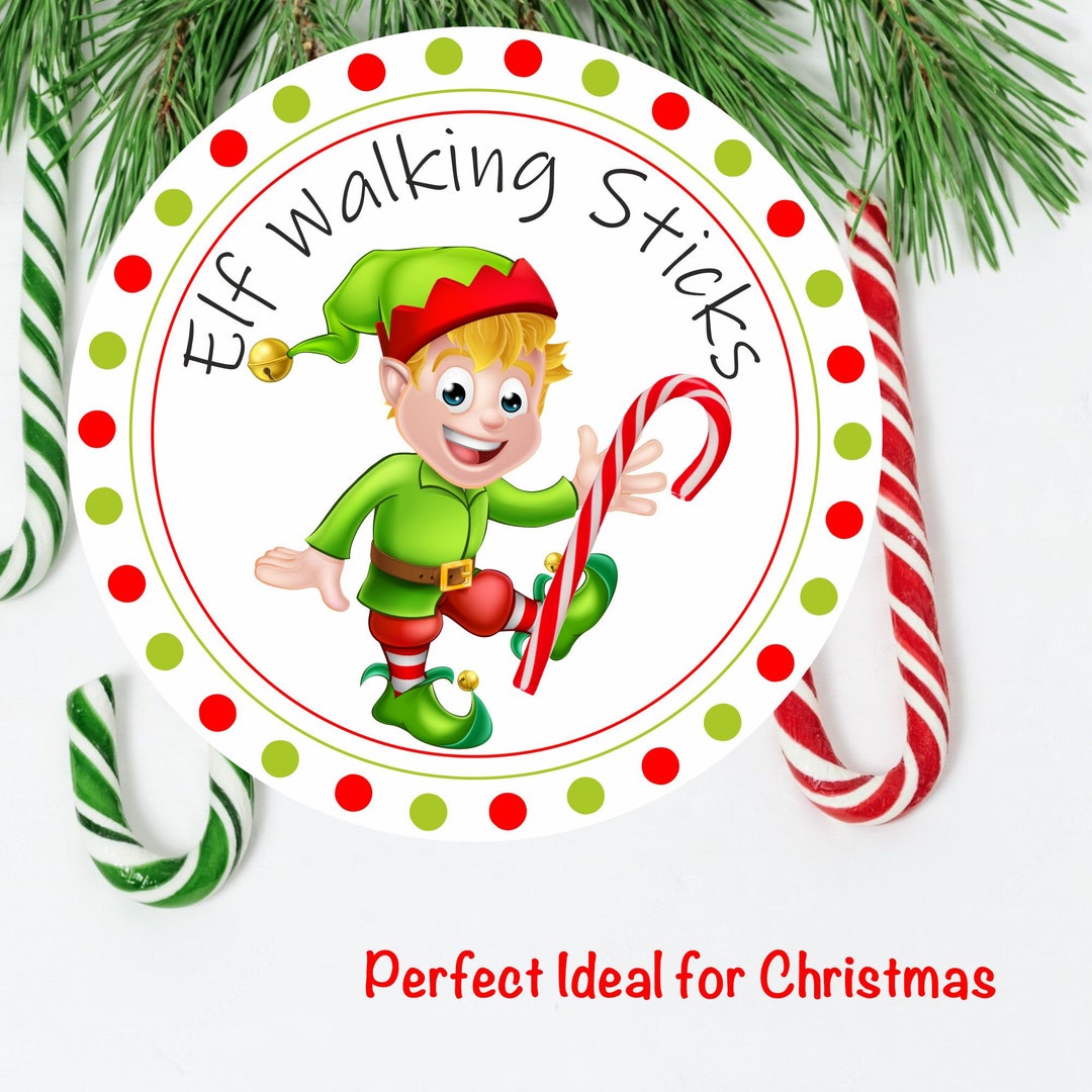 Elf Walking Sticks Christmas Stickers, Ideal for All Your Own Candy ...