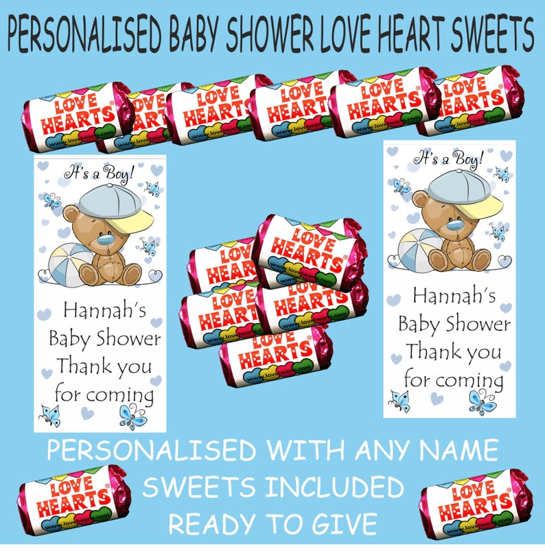 Personalised Mini Love Hearts Teddy Baby Shower Favour Any - Etsy