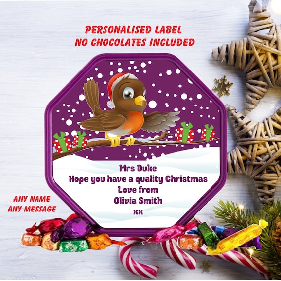 Personalized Chocolate Labels Personalised Christmas Chocolate Tub