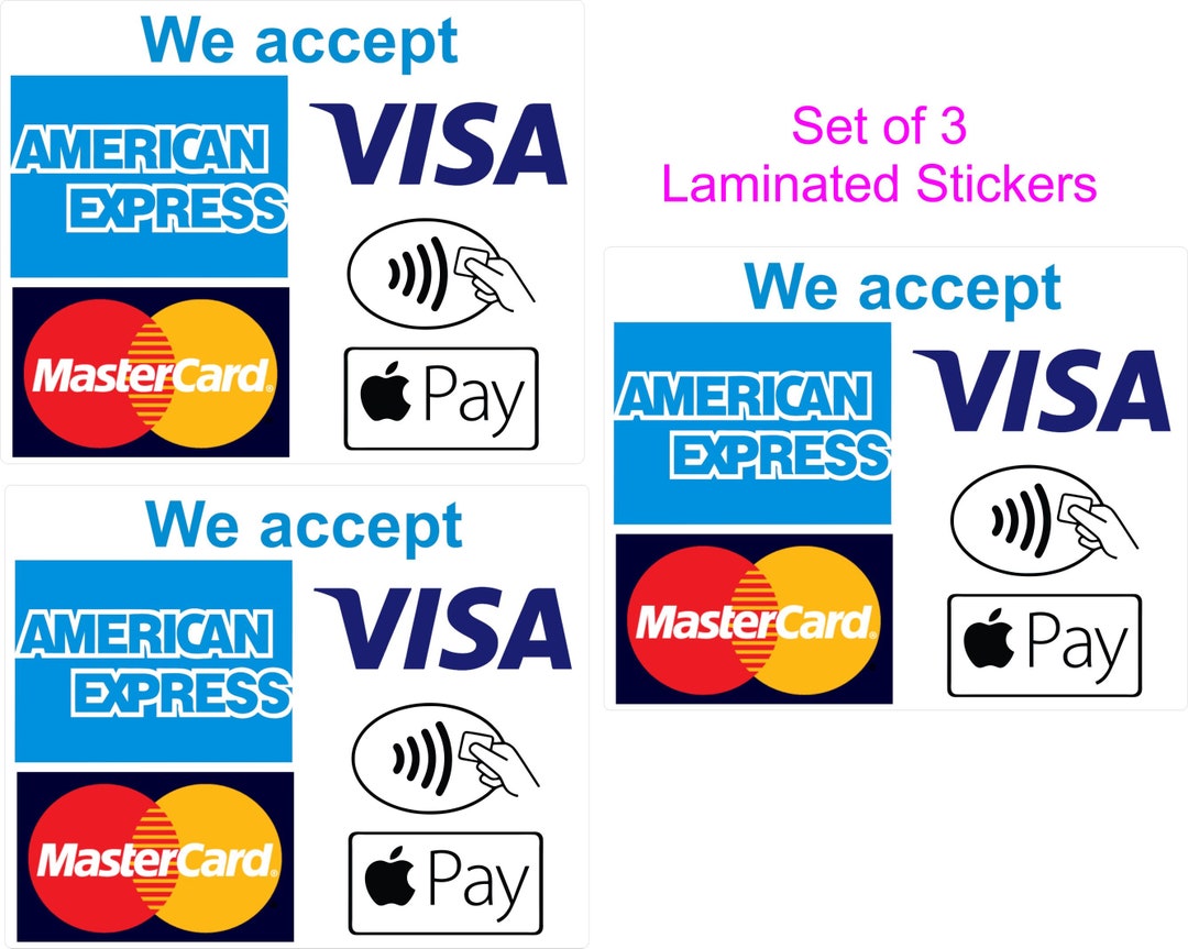 We Accept Card Payments Contactless 3 Vinyl Laminated Stickers Shop ...