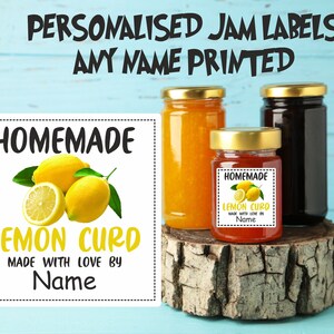 39 Personalised Lemon Curd Jar Labels Stickers, Perfect for All Your ...