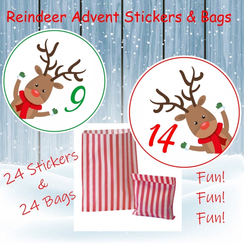 Advent Calendar Paper Bags and Stickers - Etsy UK
