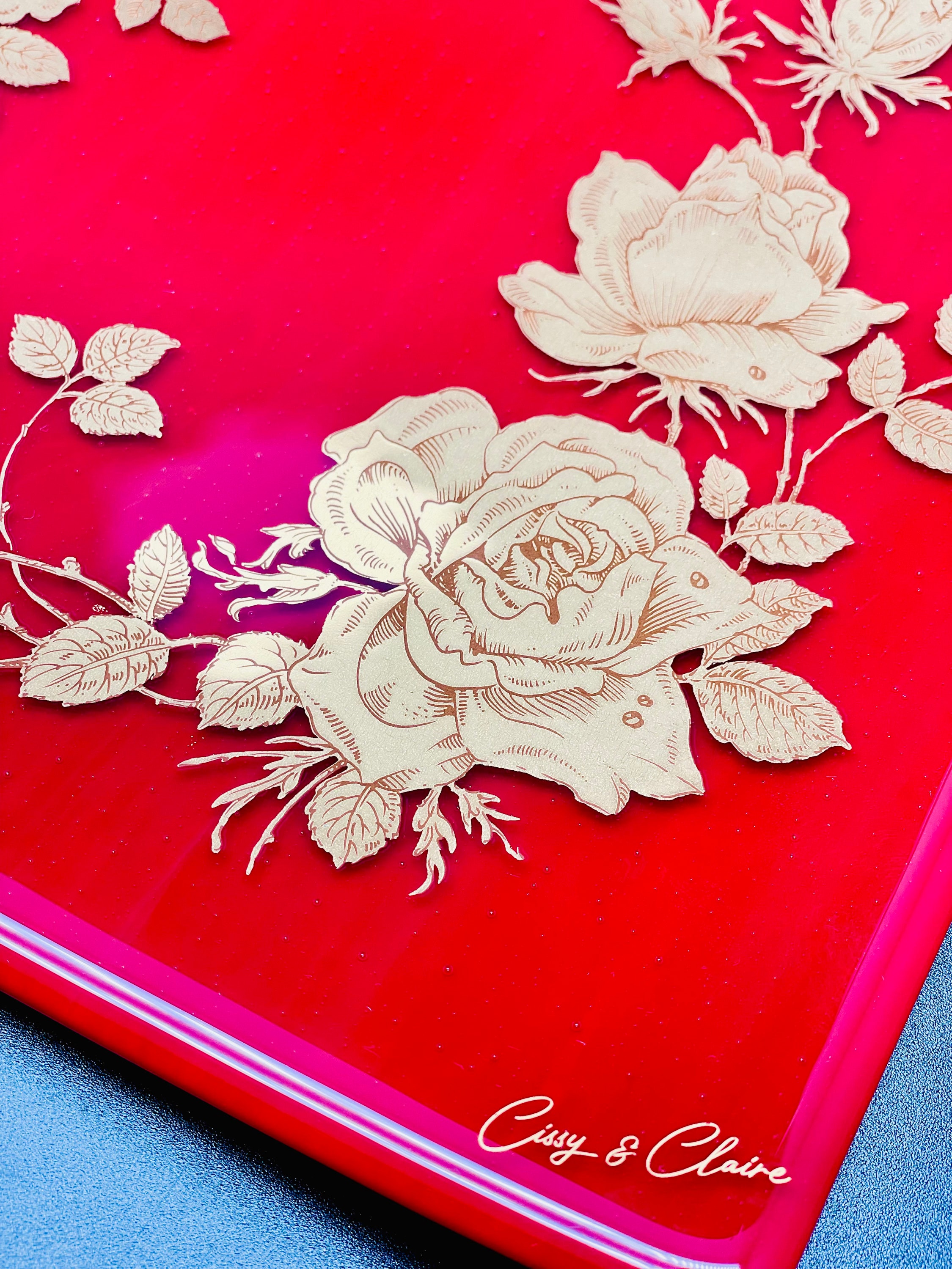 Crimson Plate: 24 Karat Gold Over-glaze - Etsy