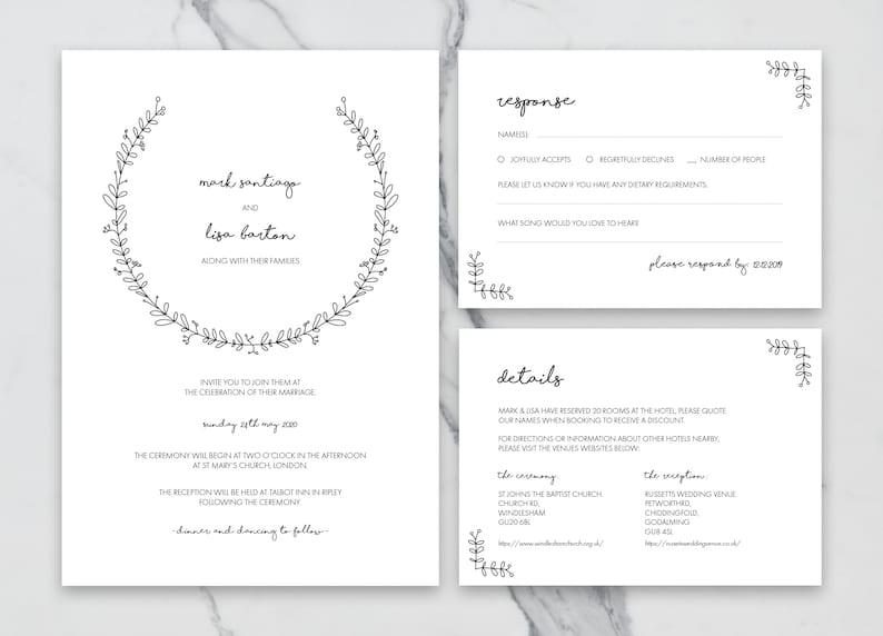 DIY Printable Wedding Invitation Set digital Download - Etsy