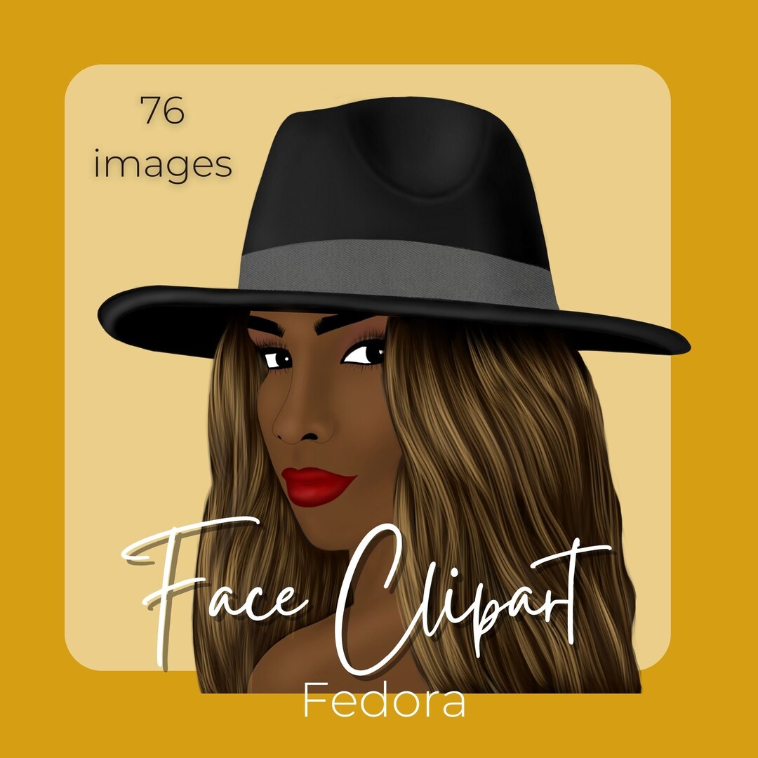 Fashion Face Fedora Clipart Black Girl Clipart Planner Girl Clipart ...