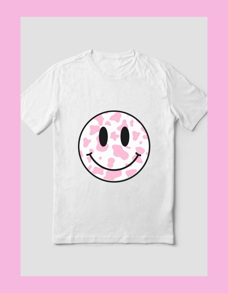 Smiley Face Pink Cow Print PNG | Digital File - Etsy
