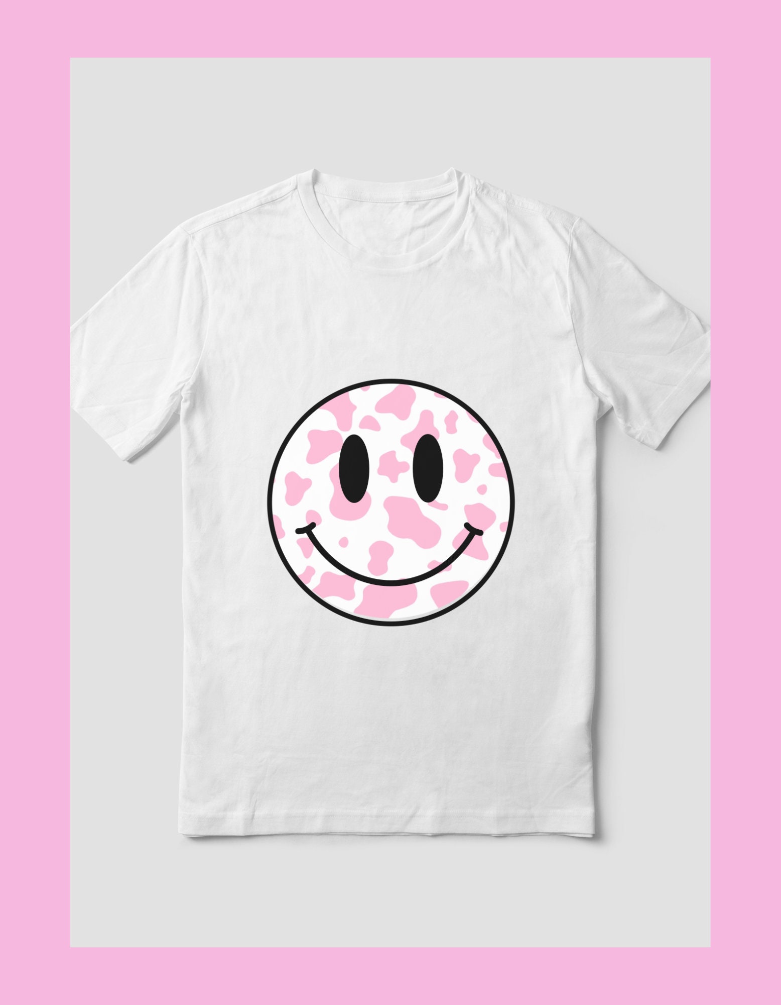 Smiley Face Pink Cow Print PNG Digital File - Etsy