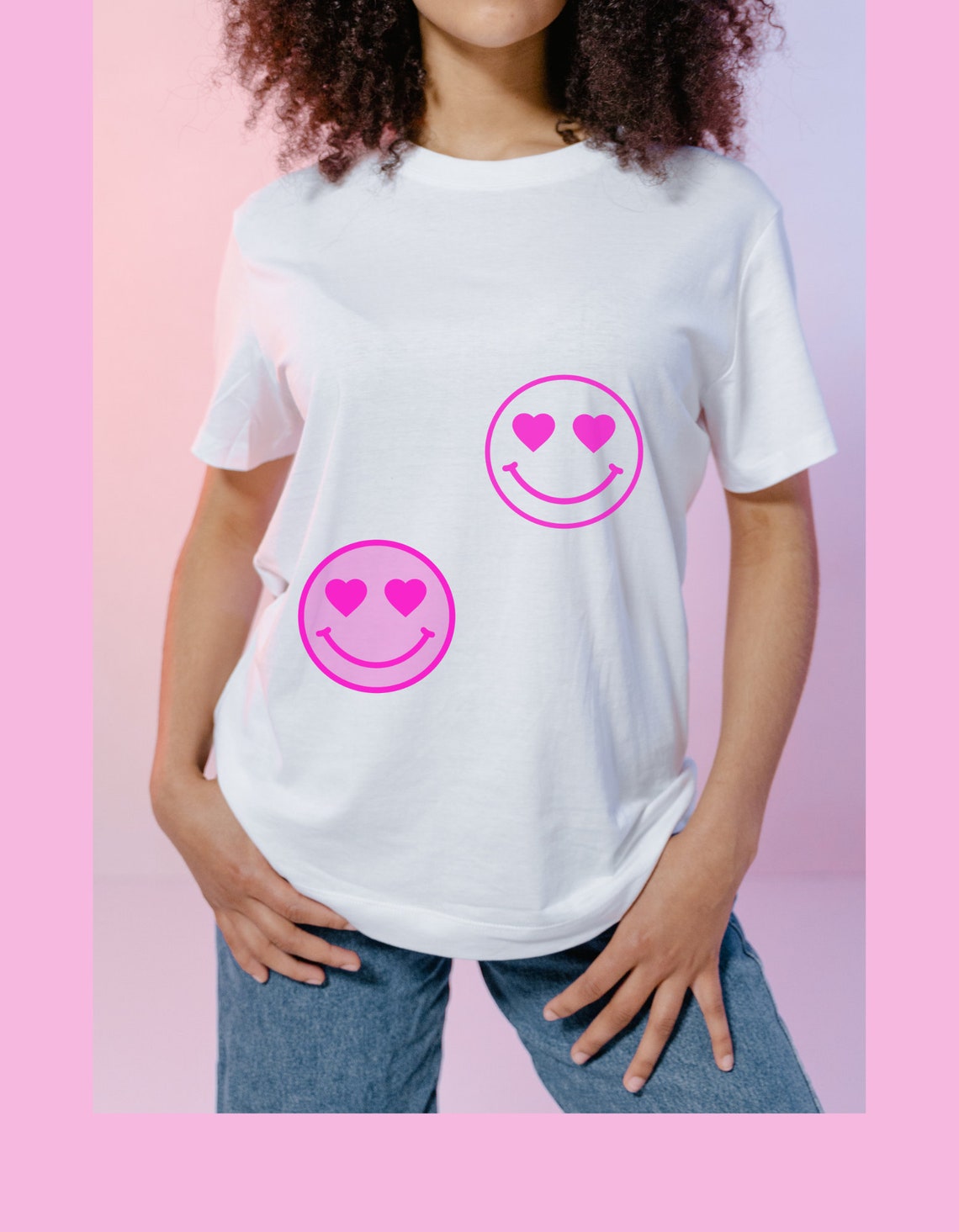 Pink Smiley Face Heart Eyes PNG SVG | Smiley Face Heart Eyes Digital ...