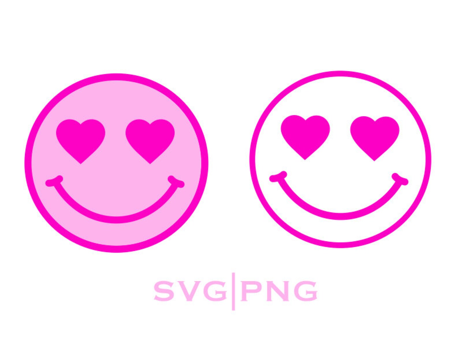 Pink Smiley Face Heart Eyes PNG SVG | Smiley Face Heart Eyes Digital ...