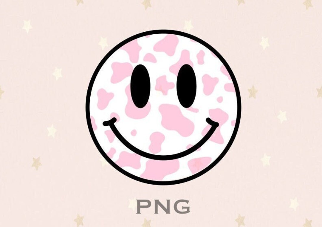 Smiley Face Pink Cow Print PNG | Digital File - Etsy