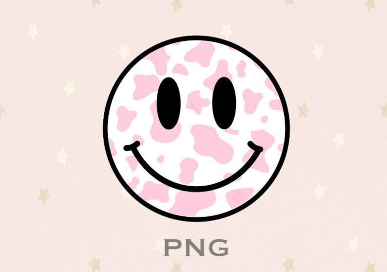 Smiley Face Pink Cow Print PNG Digital File - Etsy