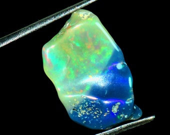 Natural Black Opal Polished Rough Gemstone+ Flashy Fire Opal Specimen ...