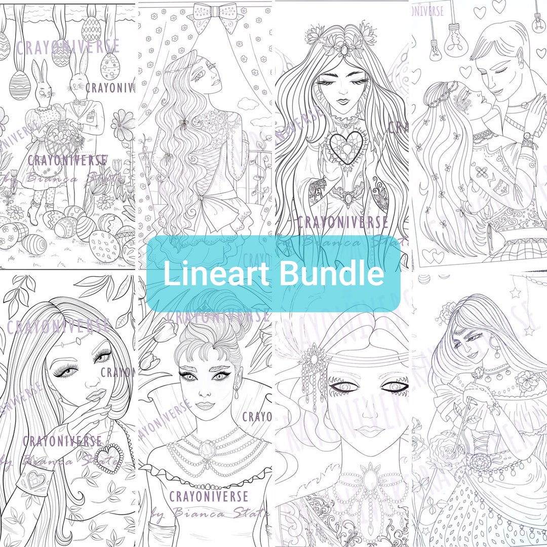 Coloring Pages Lineart Bundle - Lineart Illustrations by Bianca State ...