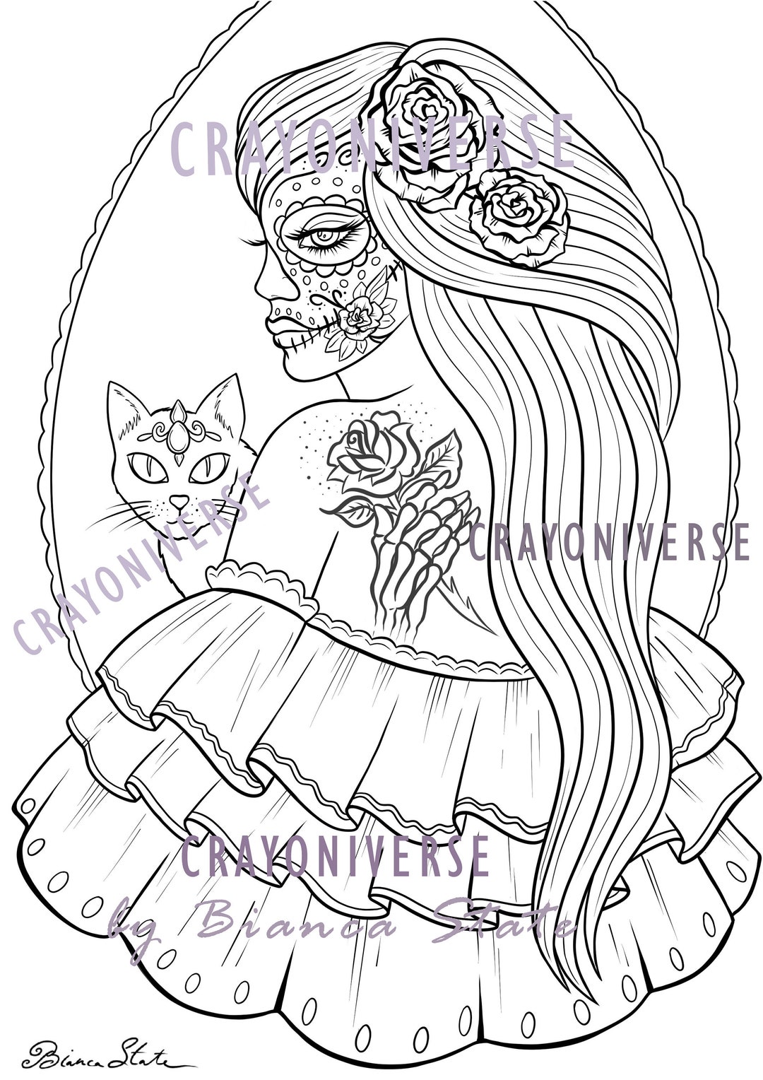 Abigail - Lineart Coloring Page PDF and JPG by Bianca State - Etsy