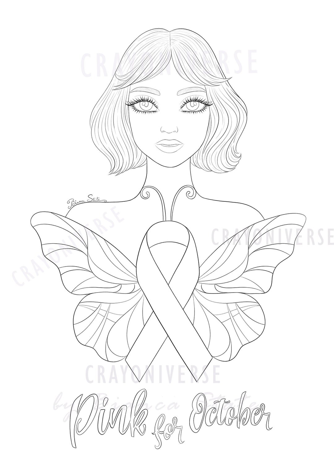 Pink for October - Coloring Page for Adults * Handmade * Instant ...