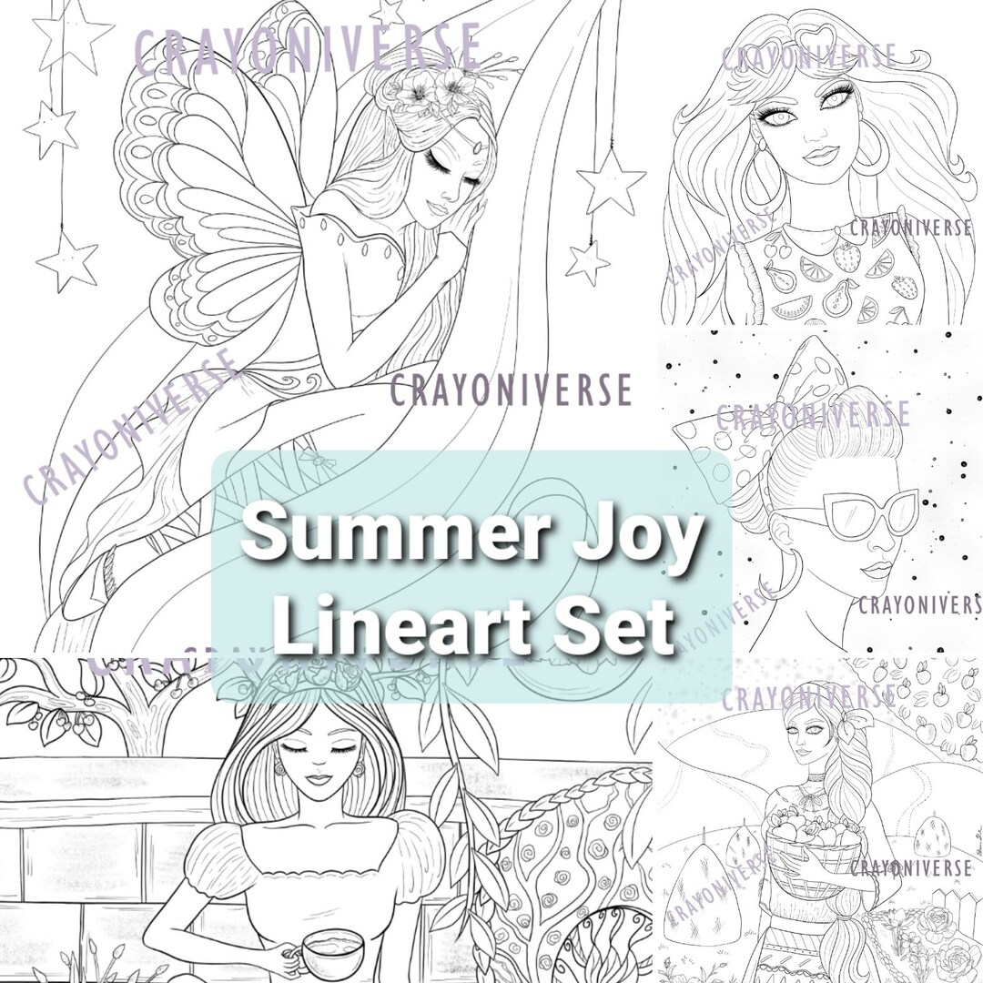 Summer Lineart Coloring Pages: Bianca State Illustrations (PDF) - Etsy