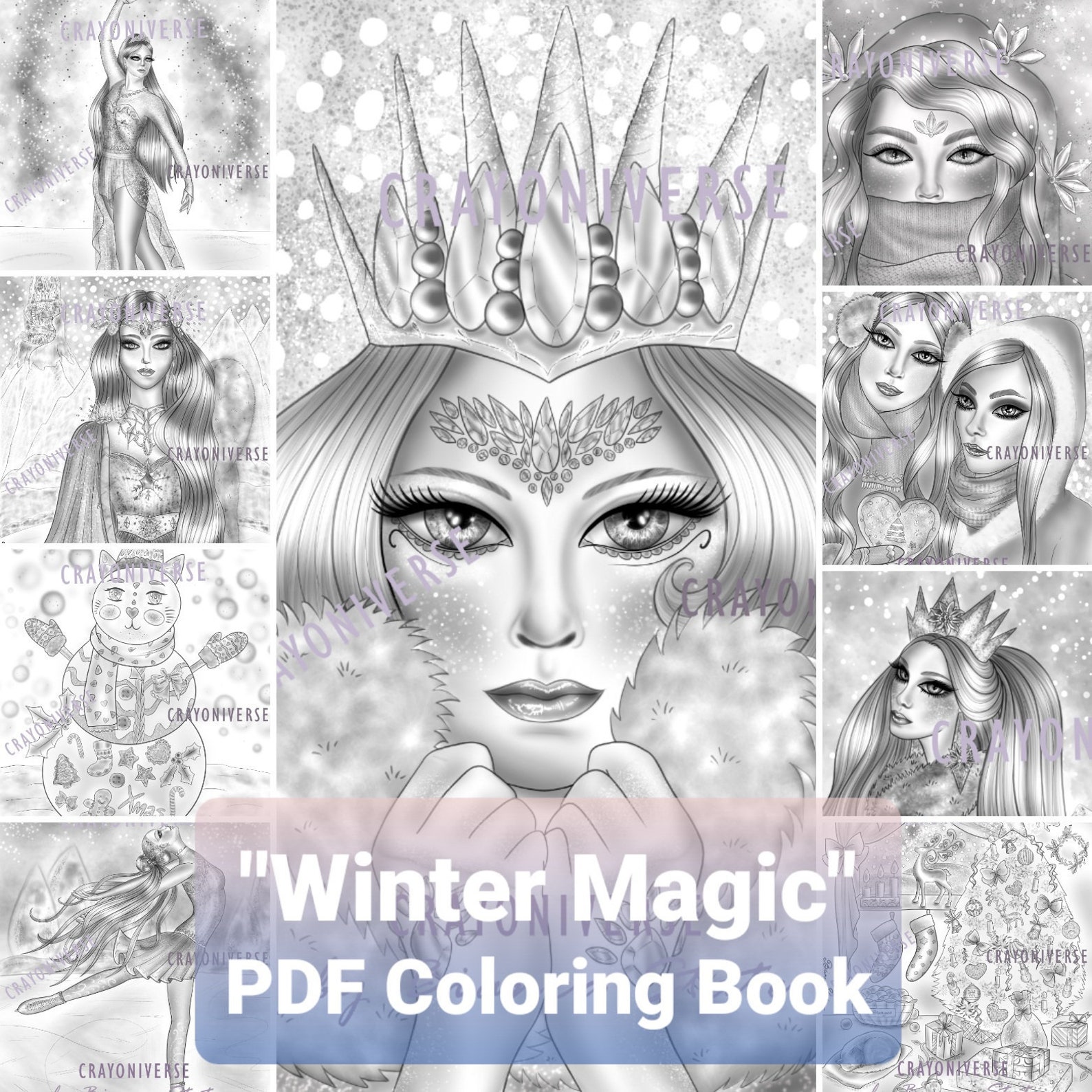 PDF Coloring Book winter Magic Grayscale by Bianca - Etsy