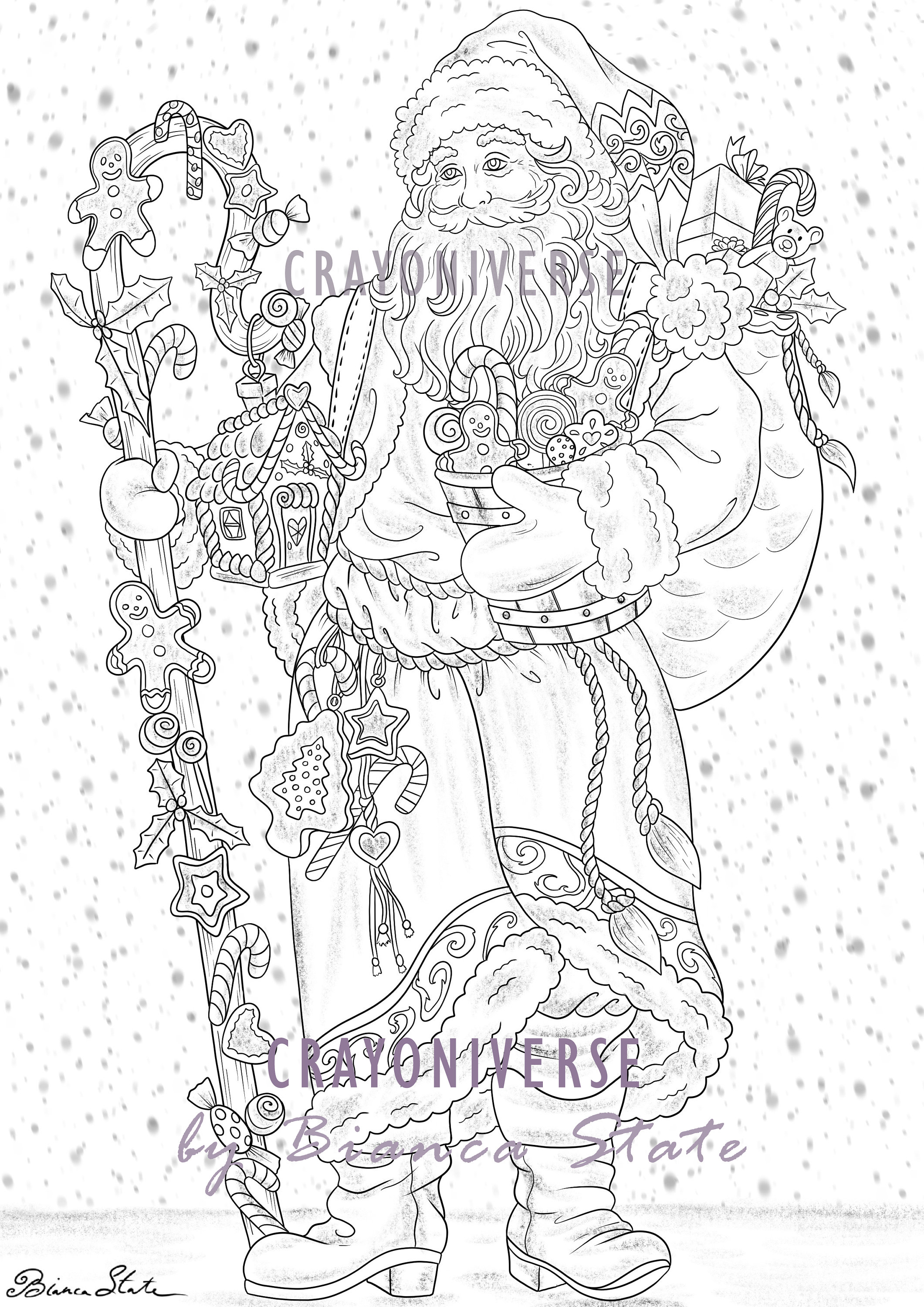 Santa Coloring Page for Adults Instant Download - Etsy