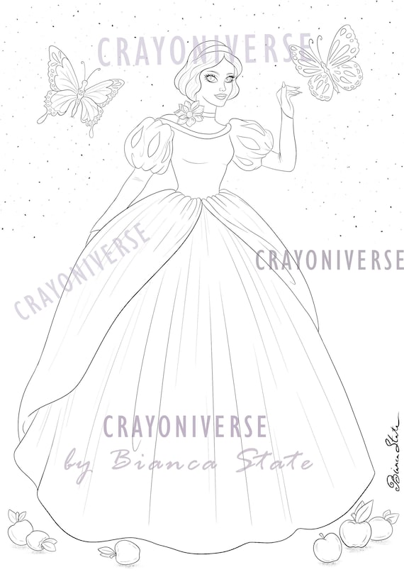 Snow White Coloring Page for Adults Instant Download - Etsy