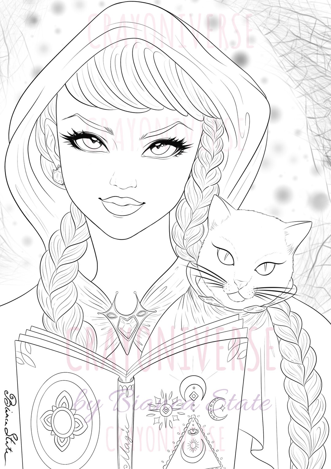 Witchenchanted - Coloring Page for Adults * Instant Download ...
