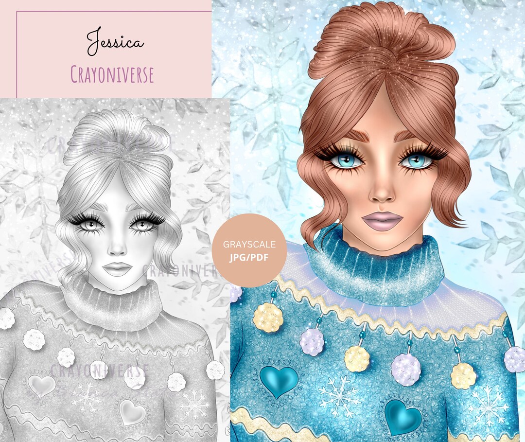 Jessica - Coloring Page * Instant Download * Printable File * Grayscale ...