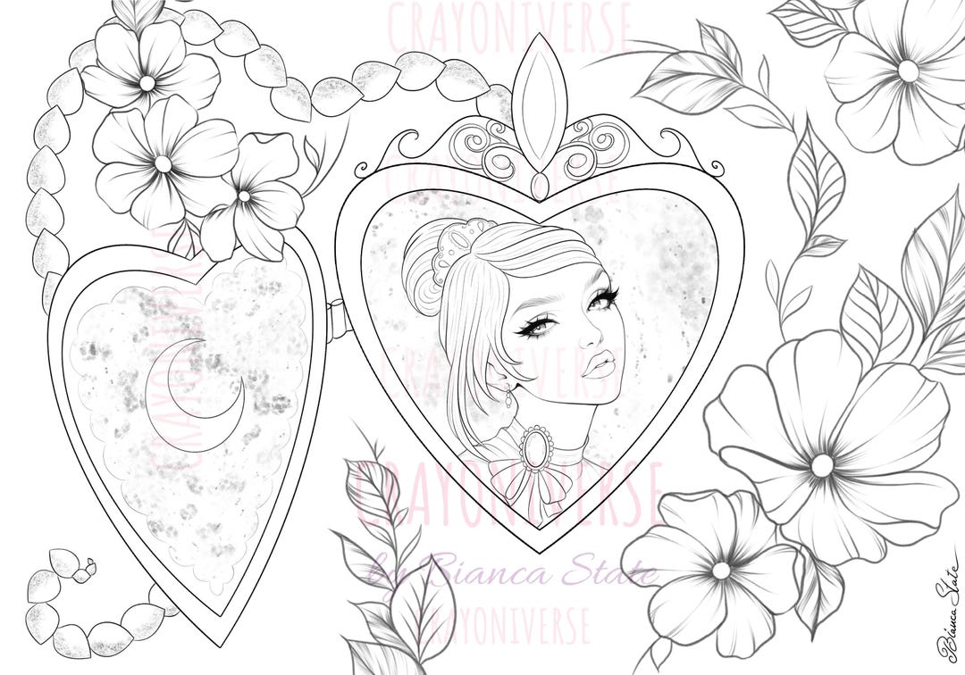 The Locket - Coloring Page for Adults * Instant Download * Printable ...