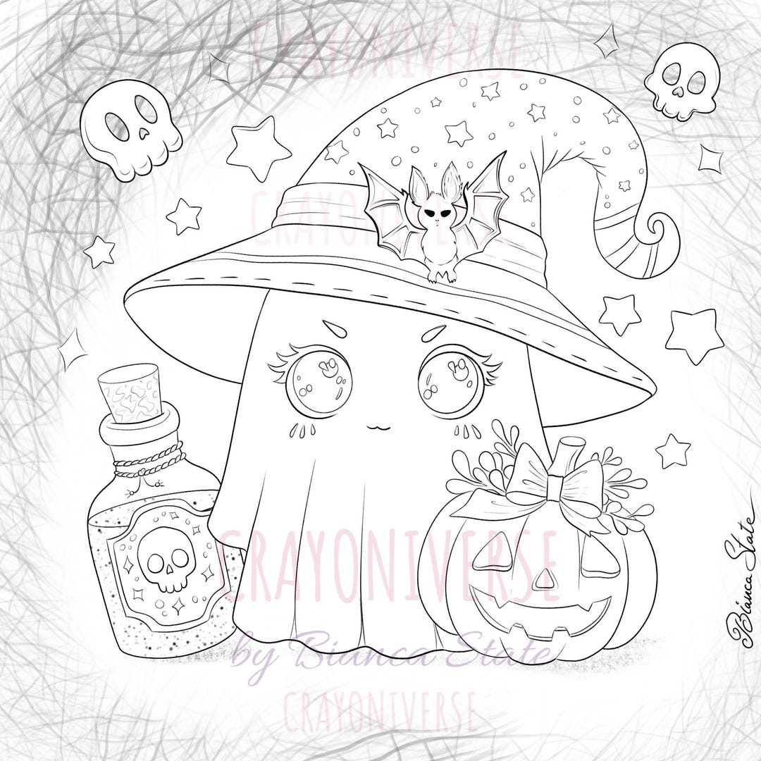 Little Ghost Coloring Page - Halloween Line Art (instant Download) - Etsy