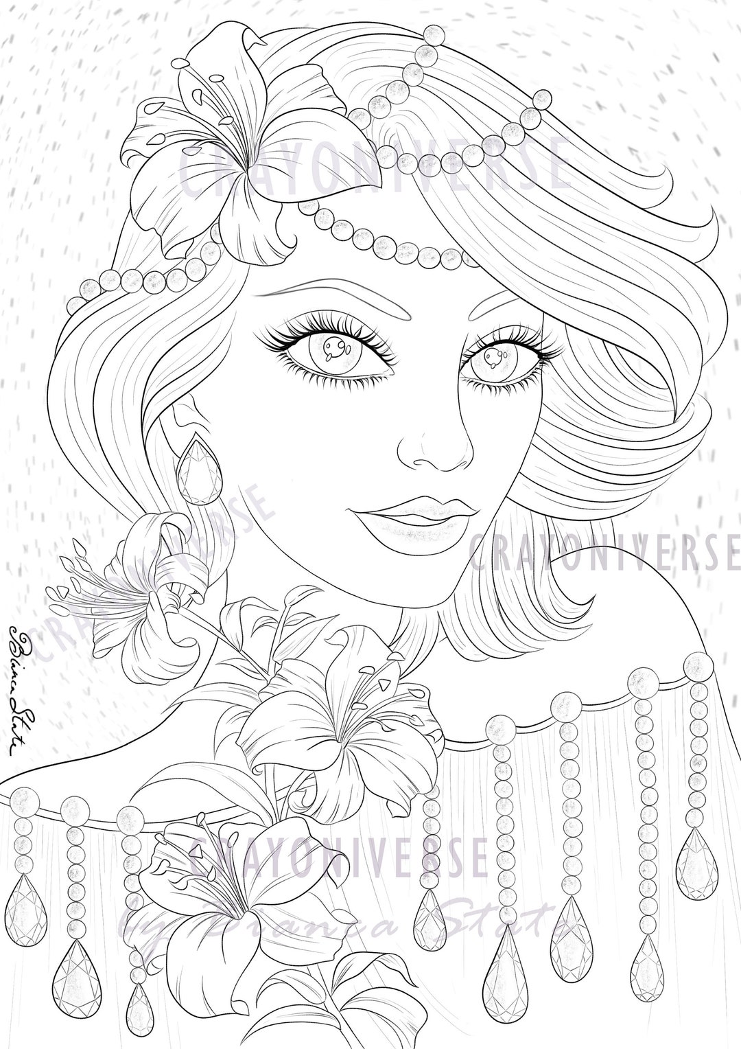 Lilyanne - Coloring Page for Adults * Instant Download * Printable File ...