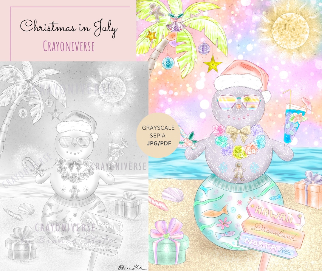 Xmas in July - Coloring Page * Instant Download * Printable File ...