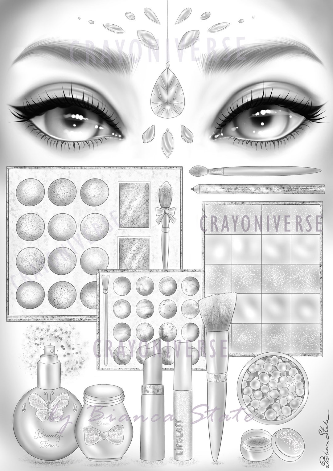 Make-up Time - Coloring Page for Adults * Instant Download * Printable ...