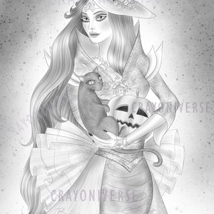 The Good Witch Coloring Page for Adults Instant Download Printable ...