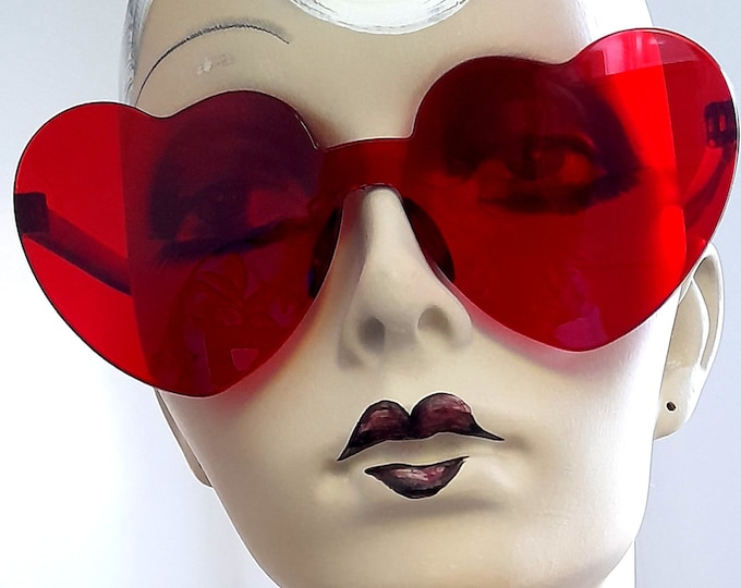 Blood Red Valentine Love Heart Sunglasses 80s Vintage Style Retro ...