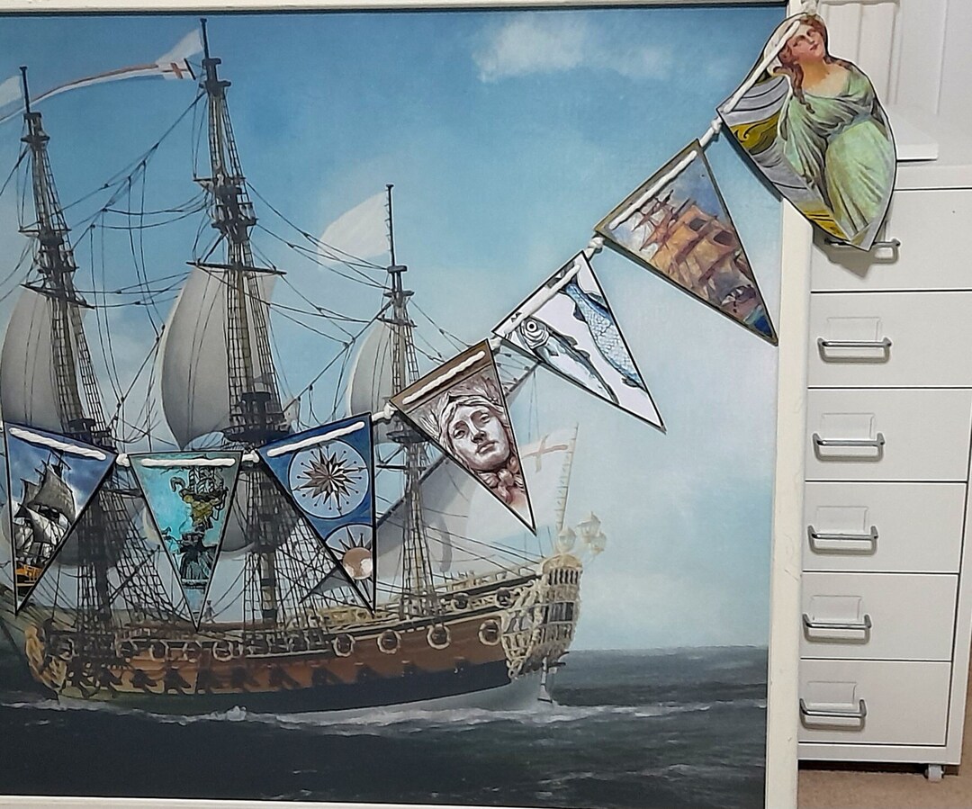British Maritime Nautical Figurehead Bunting Handmade Vintage Ships ...