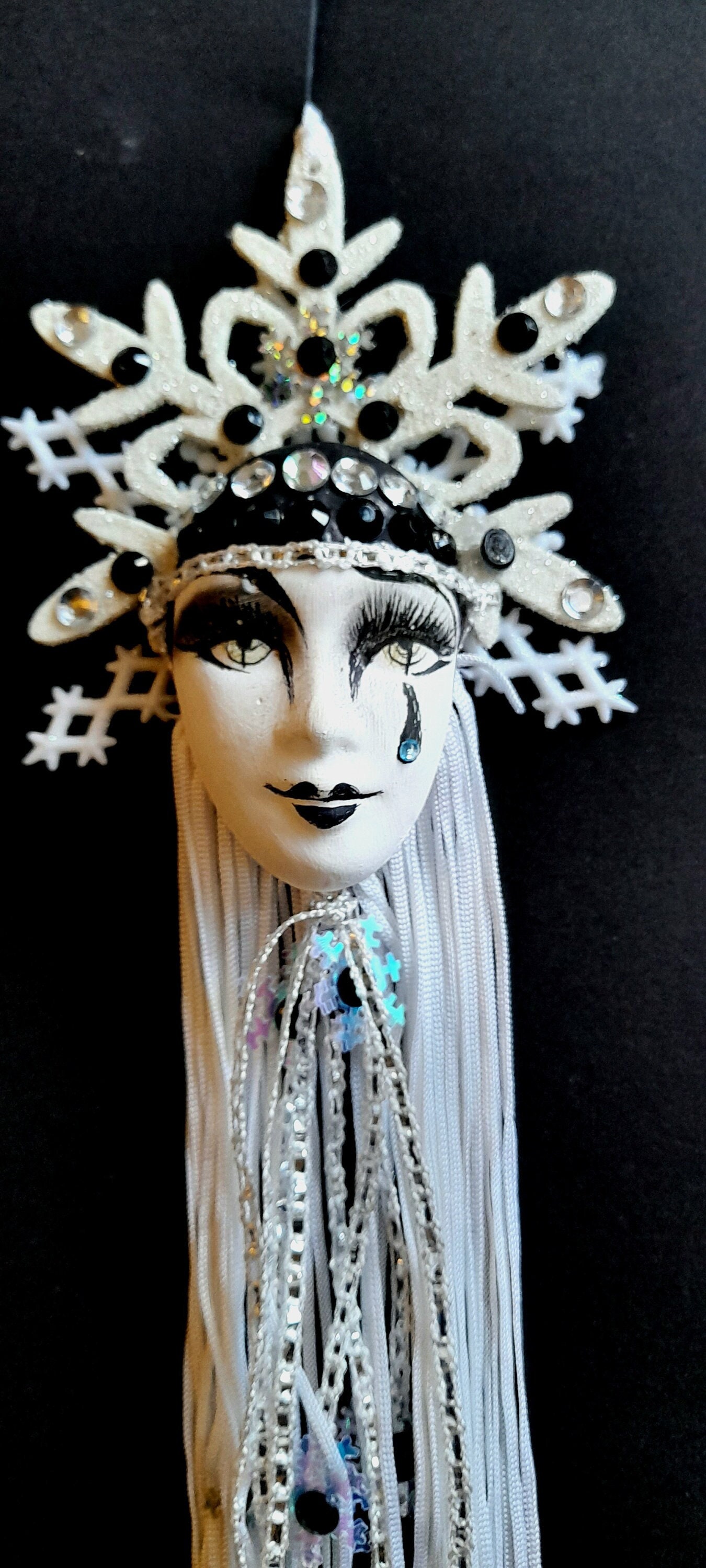 Vintage White Christmas Snow Queen Mask Handmade Plaster - Etsy